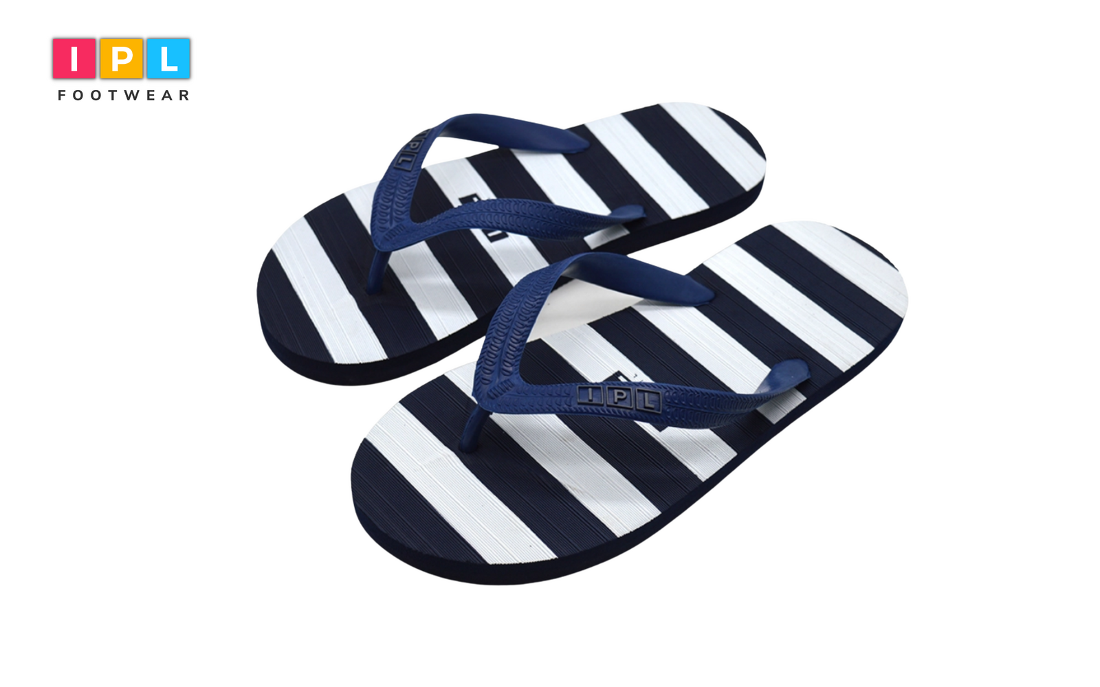 BLUE COLOR CONTRAST STRIPE MEN'S SLIPPERS